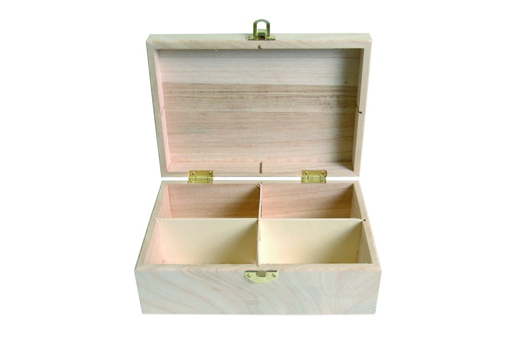 4 Compartments Wooden Tea Box Storage Box 2 x 2 shape The Wooden Box Mill