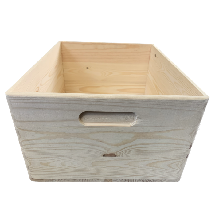 Solid Wooden Open Top Crates Boxes with Finger Hold Handles Choose From 5 Sizes