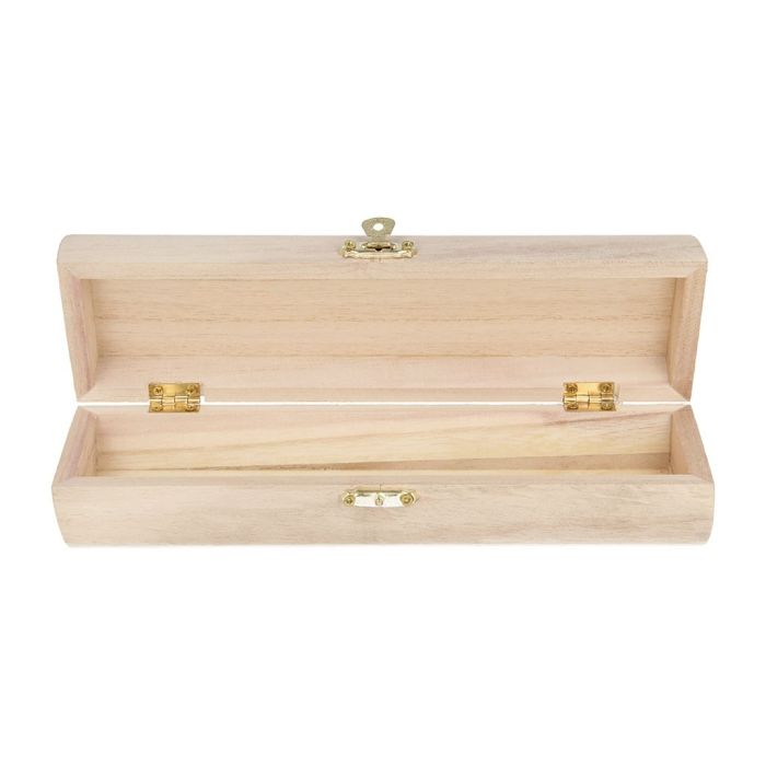 Plain Wooden Rectangular Pencil Case Box with Rounded Corners